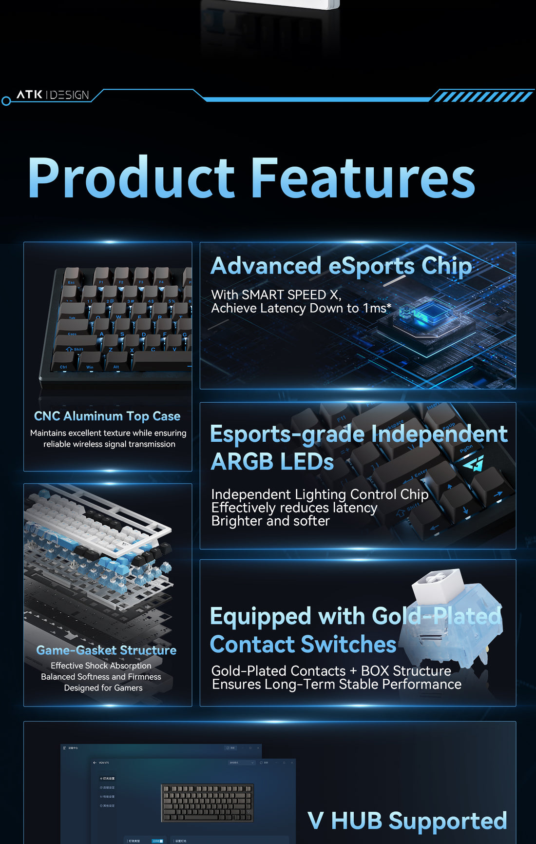 VXE V75X V75K Wireless Gaming Keyboard | 75% Aluminum Mechanical ...